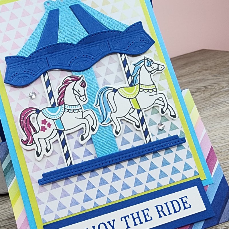 Carousel Horses Z-Fold Easel Card • Denise Cox