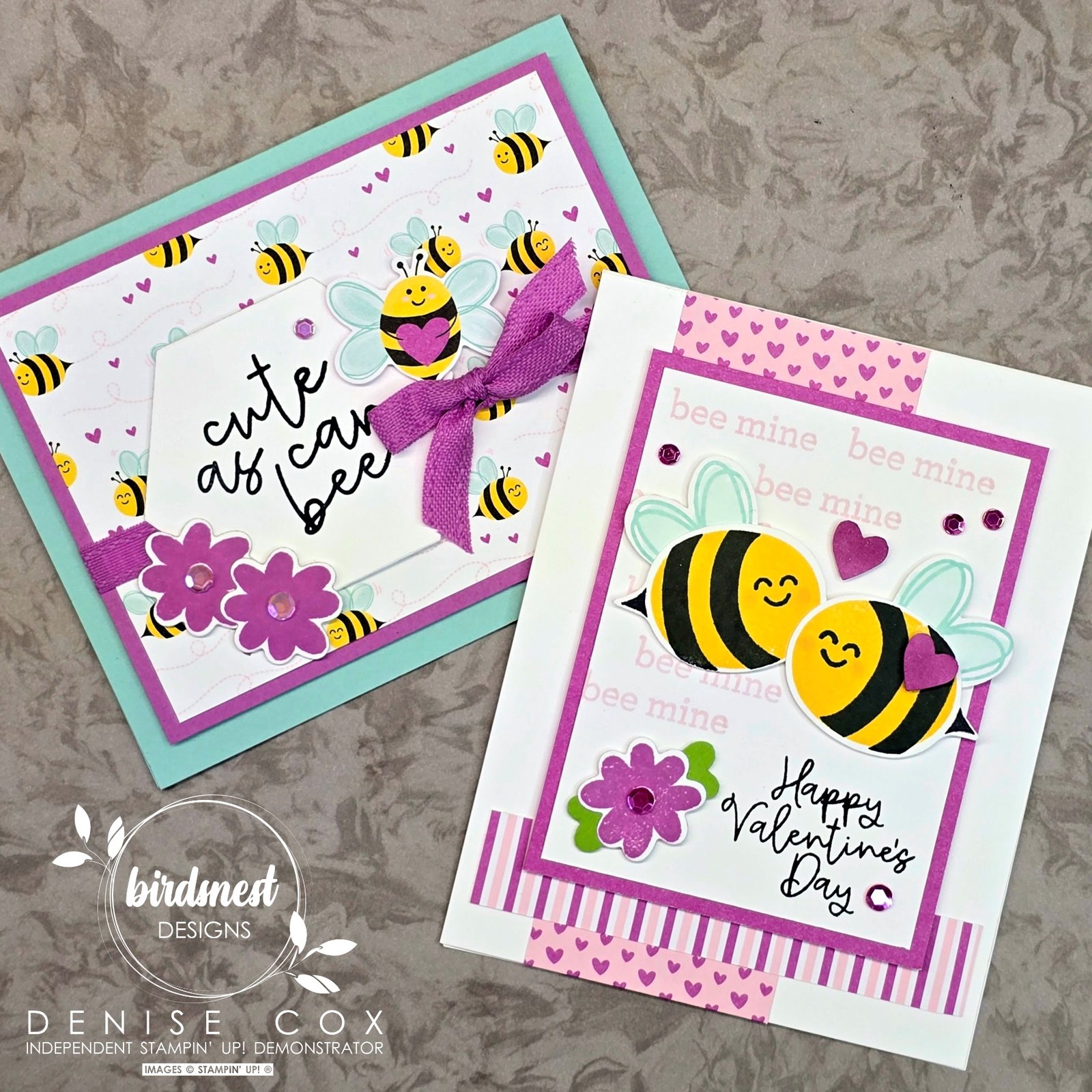 Two Cute As Can Bee Valentine's Day Cards • Birdsnest Designs | Denise Cox